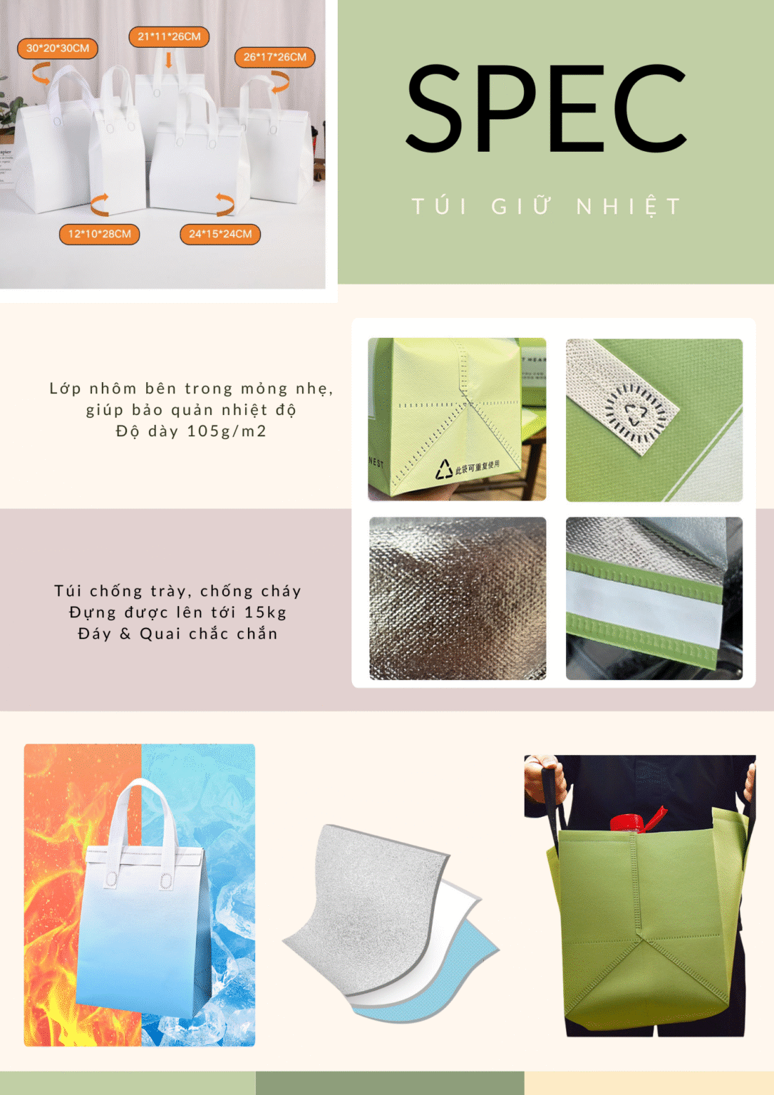 100 TÚI GIỮ NHIỆT TRƠN - MÀU TRẮNG (Giá của 100 túi) - Ecozypack